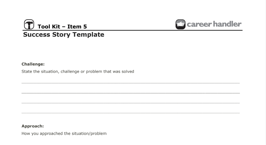 Item 5 - Success Story Template | The Career Handler Toolkit | Atlanta ...